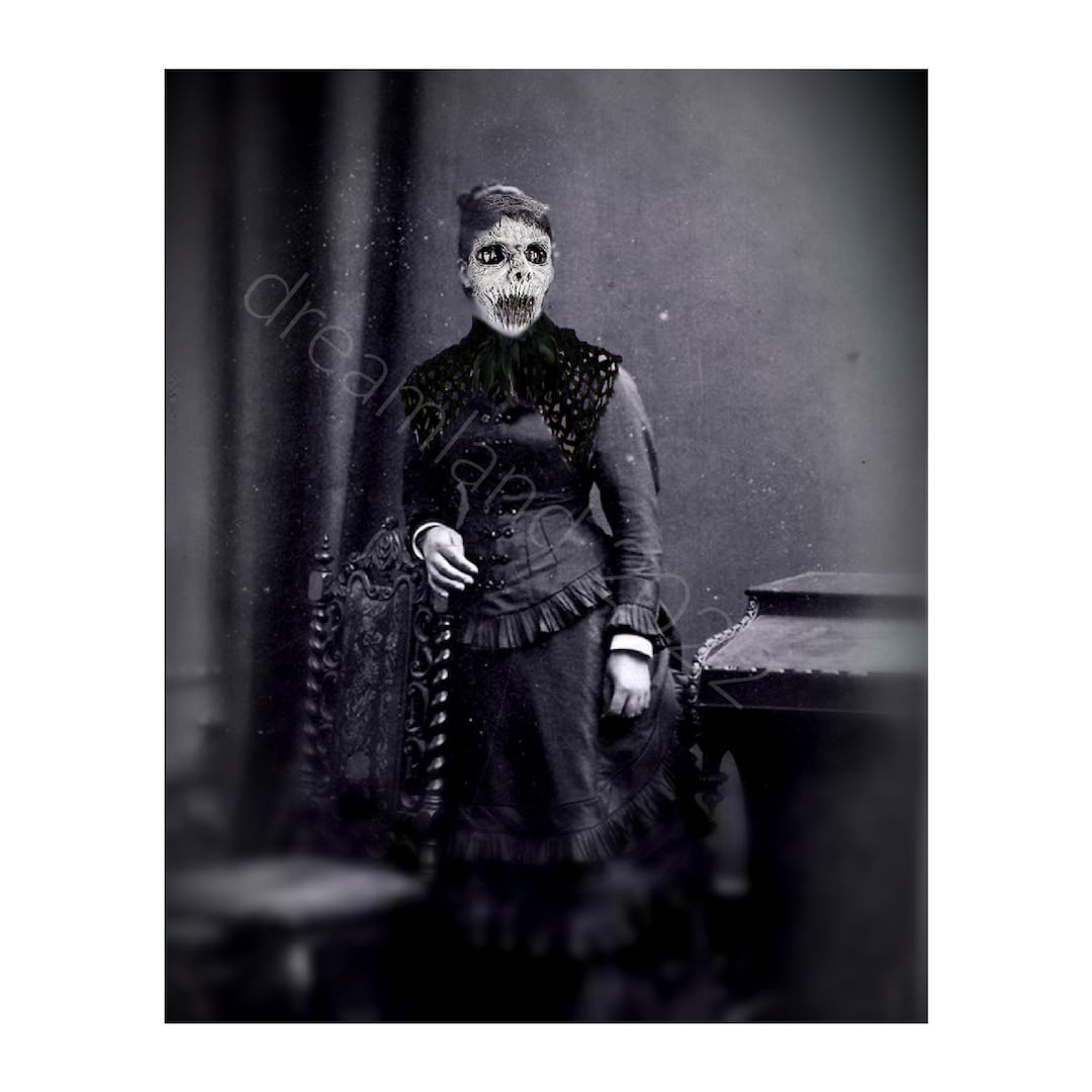 Creepy Lady Photo Victorian Vintage Printable Horror Black Eyes Art ...