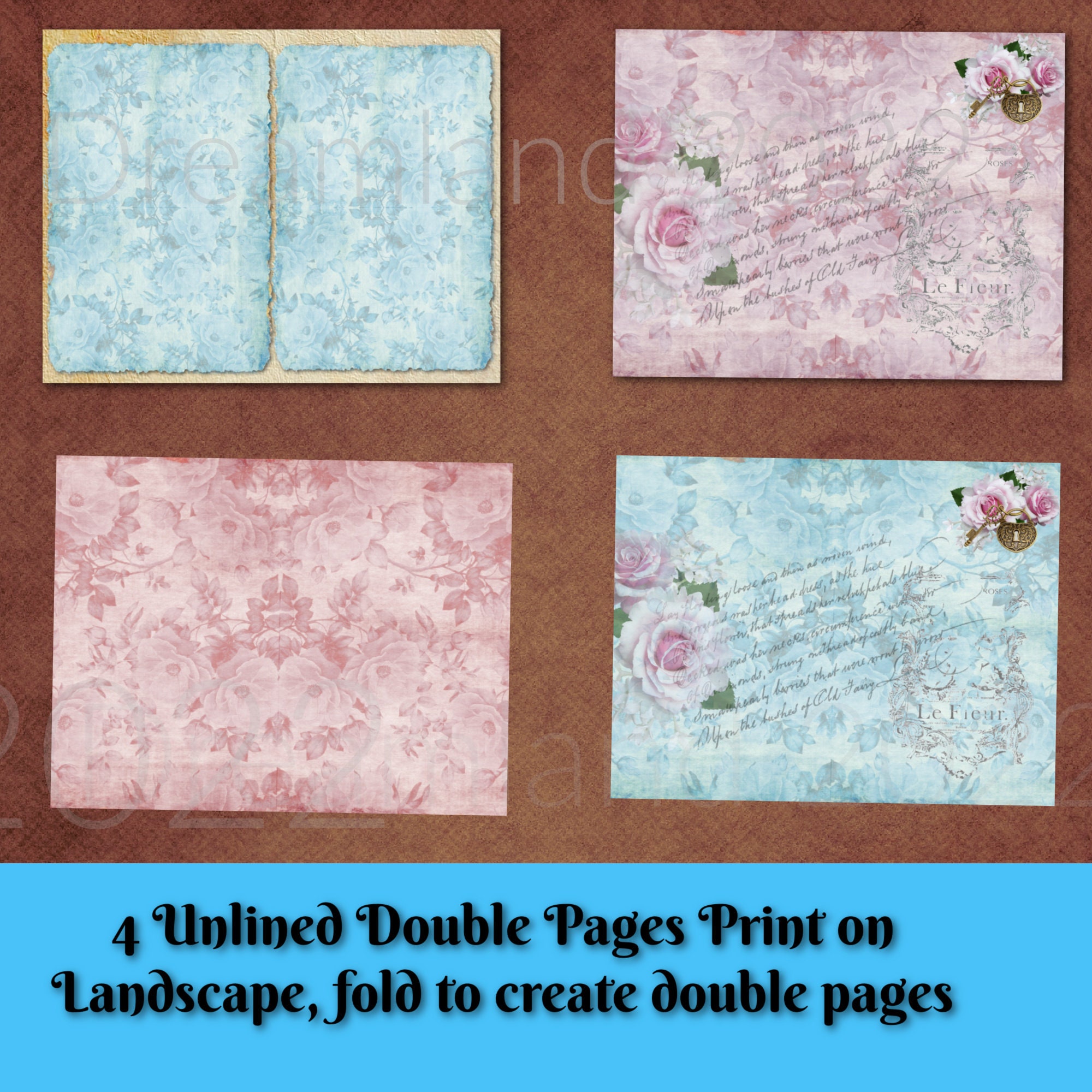 Junk Journal Pages Lock Key Printable Vintage Clocks and Roses - Etsy