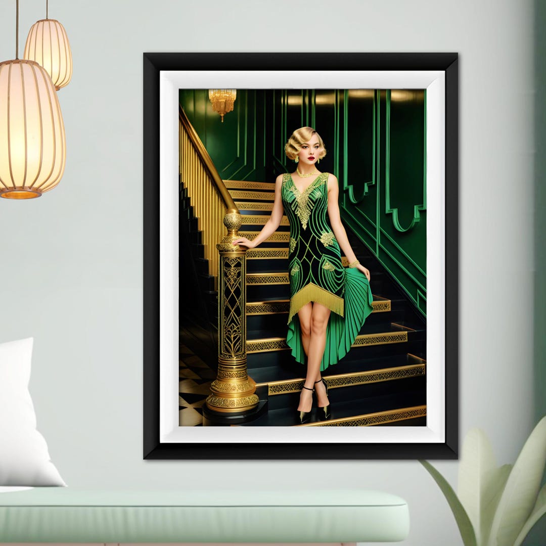 Art Deco Flapper Poster Print Gatsby Girl Art Print Poster Portrait ...