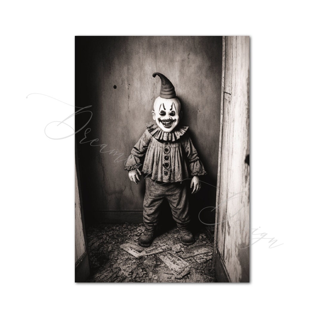 Clown Photo Creepy Haunted Printable Digital Print Horror Wall Art ...