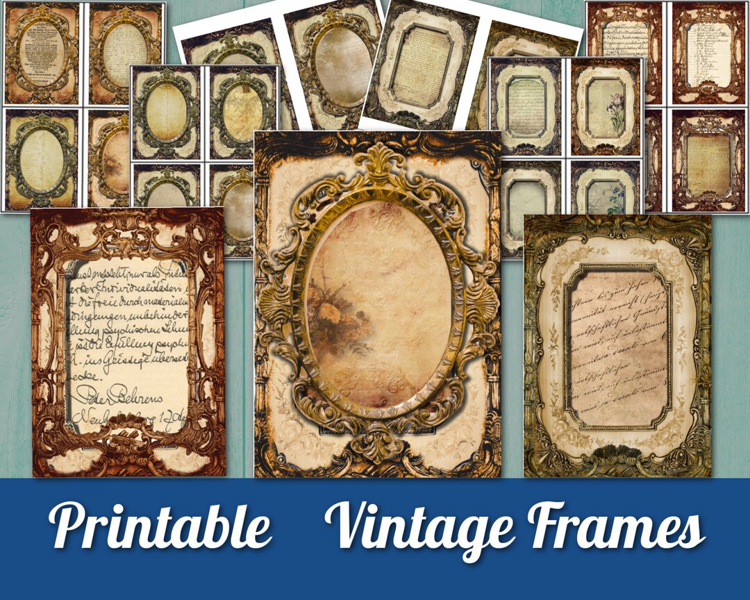 Frames Junk Journal Supply Printable Kit Antique Gothic Dark Fuzzy Cut ...