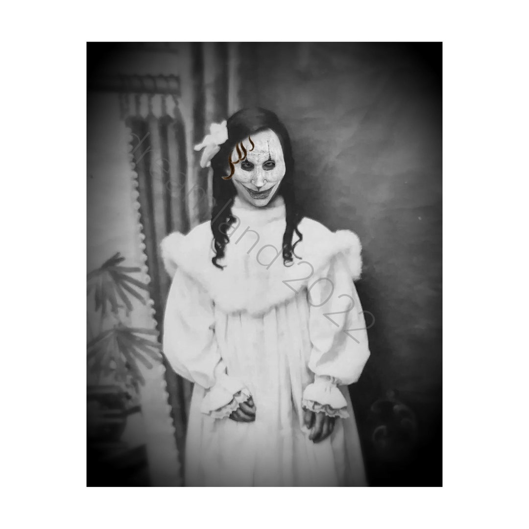 Creepy Photo Demon Girl Horror Portrait Vintage Printable Photo ...