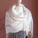 Handwoven Wrap Shawl Angora and Silk White Womens Large Scarf Handmade ...