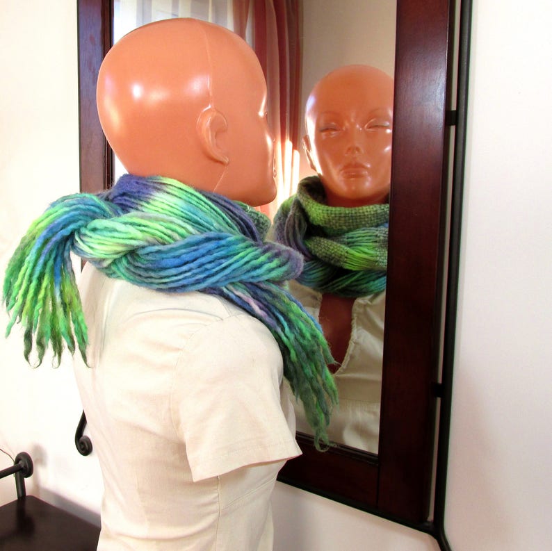 Colorful Scarf for Women Long Fringed Rope Wool Scarf Bright Handwoven ...