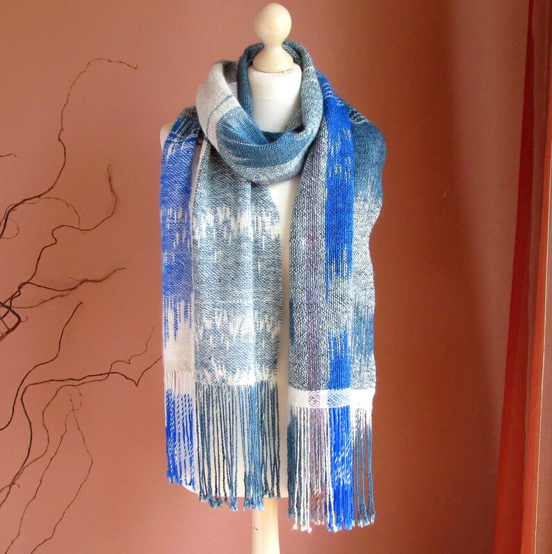 Alpaca and Angora Handwoven Scarf for Women Handmade Woven Ikat Wrap ...