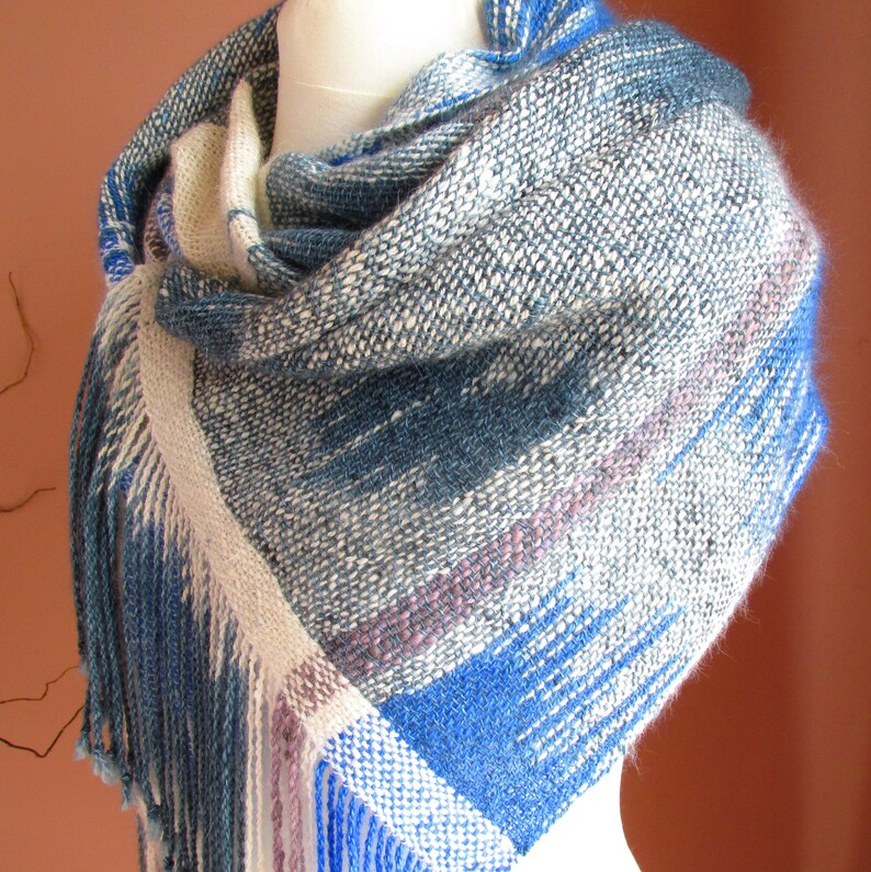 Alpaca and Angora Handwoven Scarf for Women Handmade Woven Ikat Wrap ...