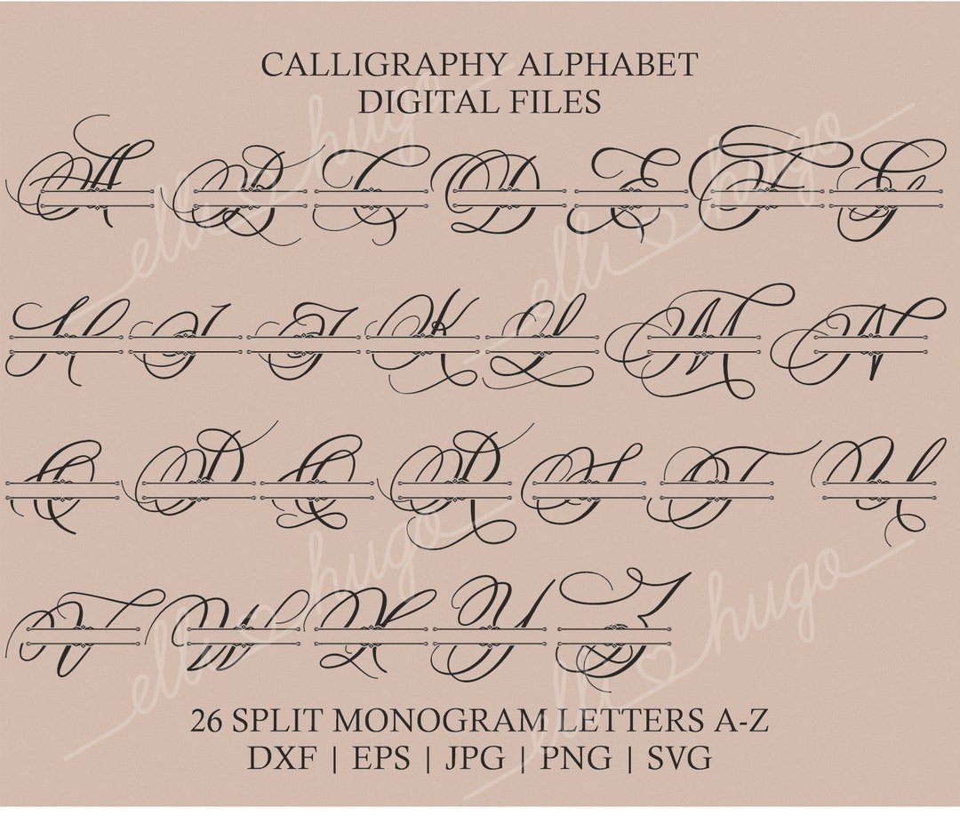 Split Monogram SVG, Split Letter SVG, Split Calligraphy Alphabet ...