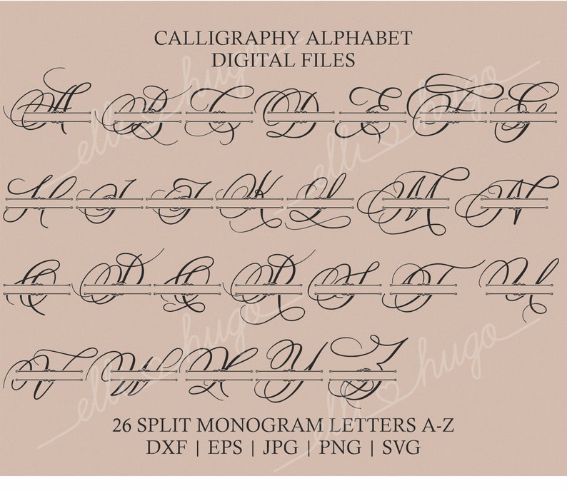 Split Monogram SVG, Split Letter SVG, Split Calligraphy Alphabet ...
