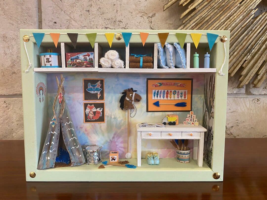 Baby Boy.miniature Scene.shadow Box.unique 3D Art. Size 9x12” Inch ...