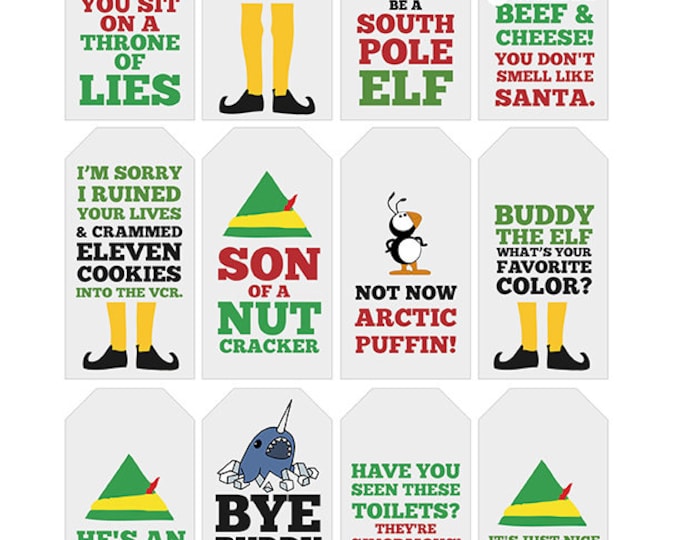 Funny Elf Quote Gift Tags | Printable | Typography - Etsy