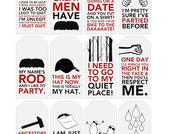 80's Movie Quote Gift Tags Printable Typography | Etsy