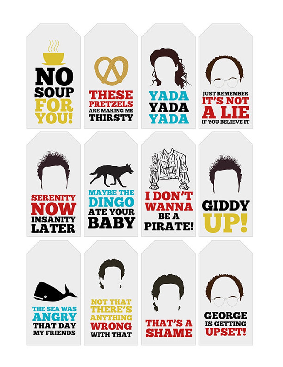 Seinfeld Quote Gift Tags | Printable | Typography - Etsy