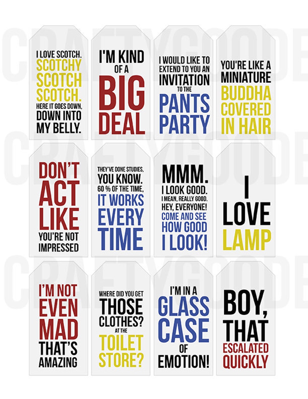 Anchorman Quote Gift Tags | Printable | Typography - Etsy