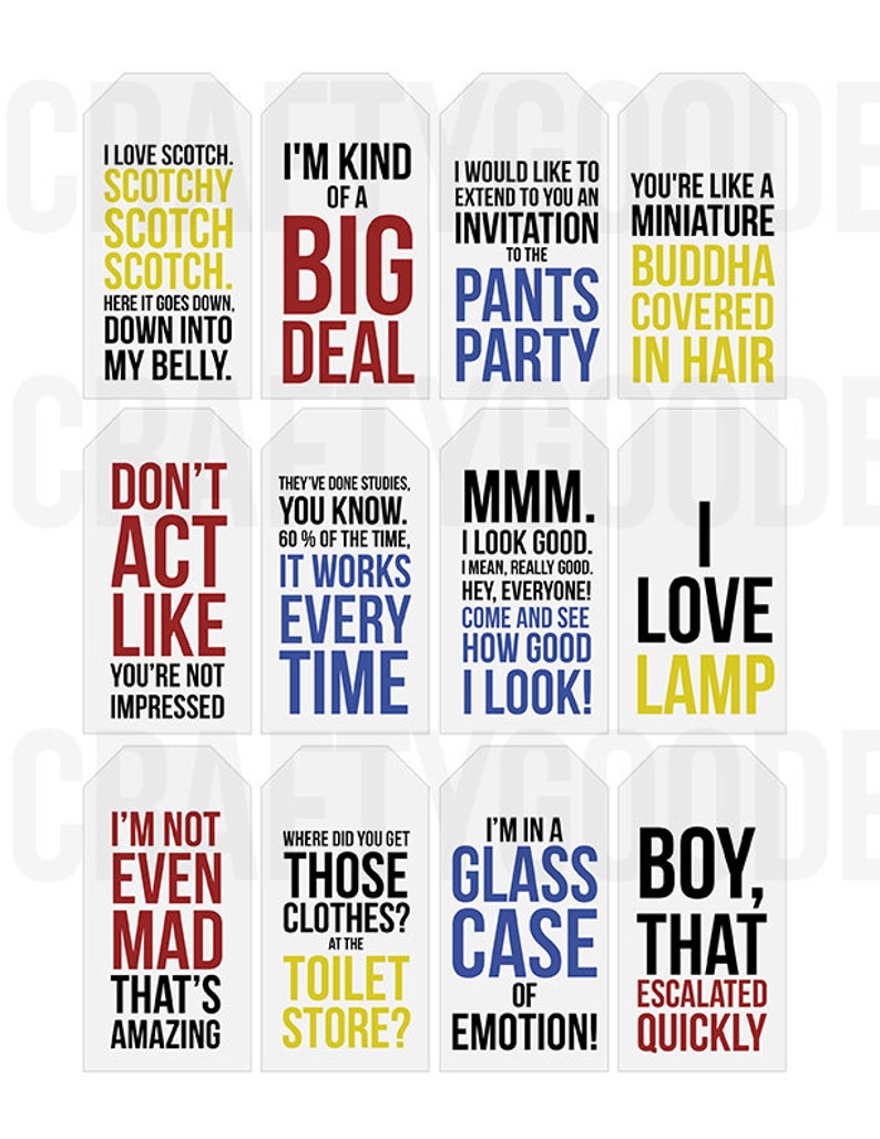 Anchorman Quote Gift Tags Printable Typography - Etsy