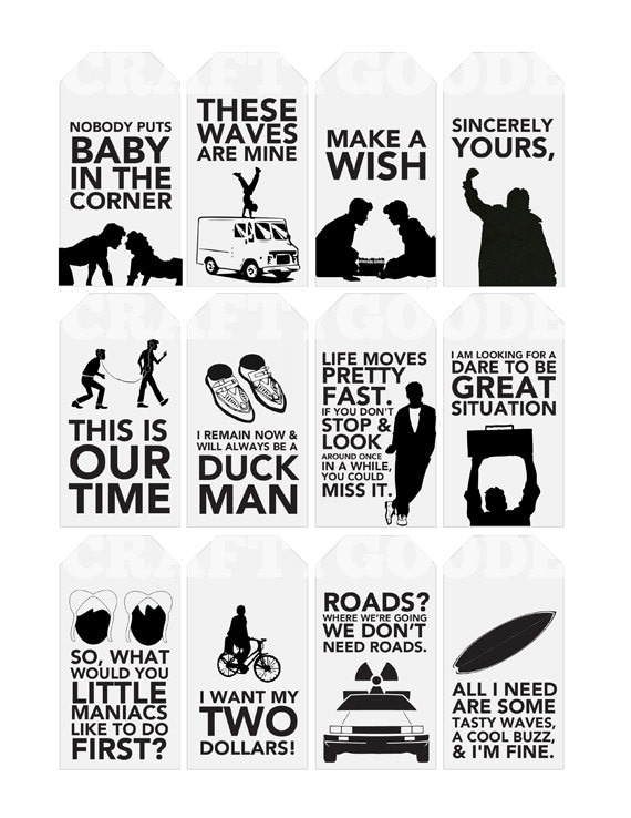 80's Movie Quote Gift Tags | Printable | Typography - Etsy
