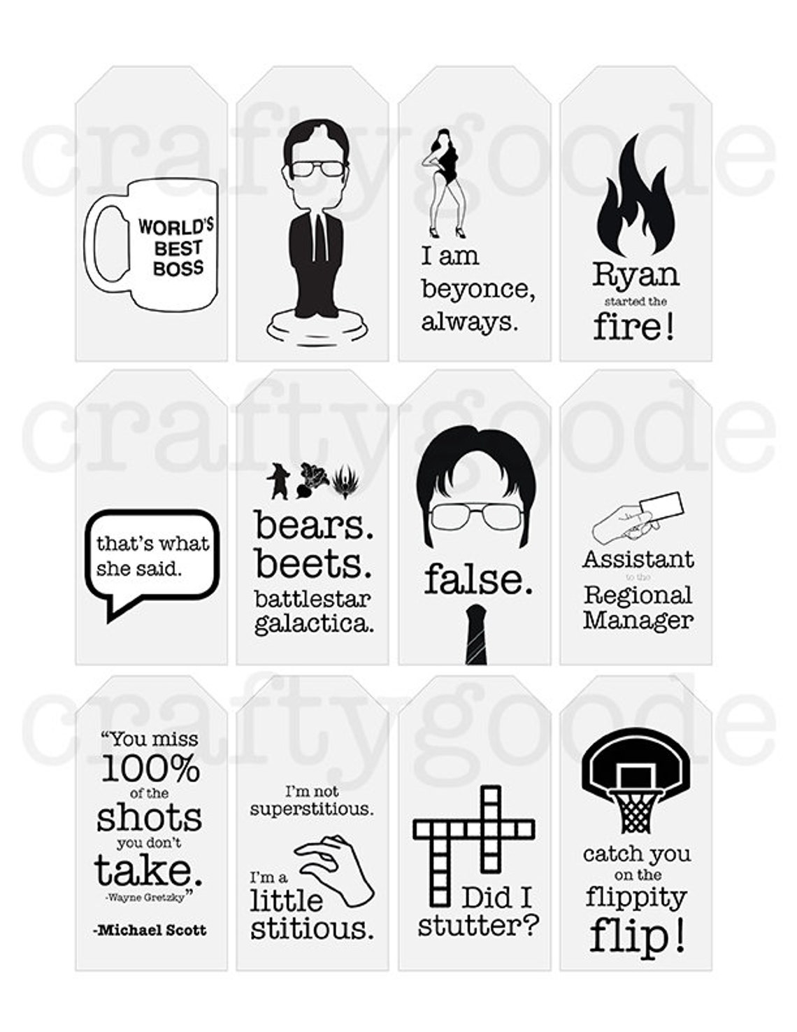 The Office Quote Gift Tags Printable Typography - Etsy