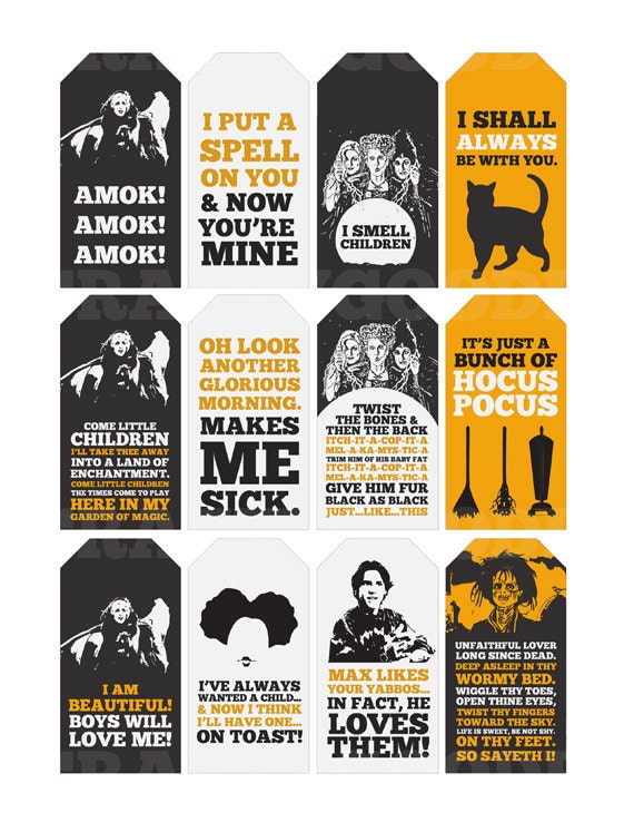 Hocus Pocus Quote Gift Tags | Printable | Typography - Etsy