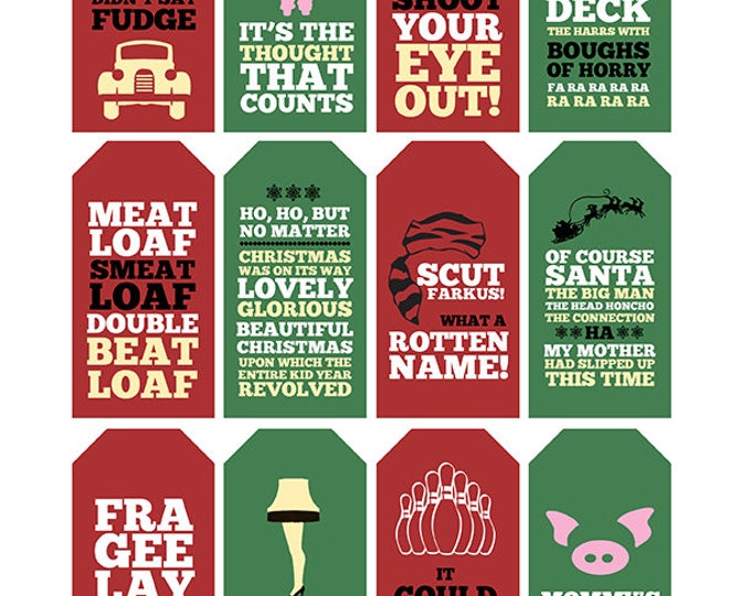 Christmas Story Quote Gift Tags | Printable | Typography - Etsy