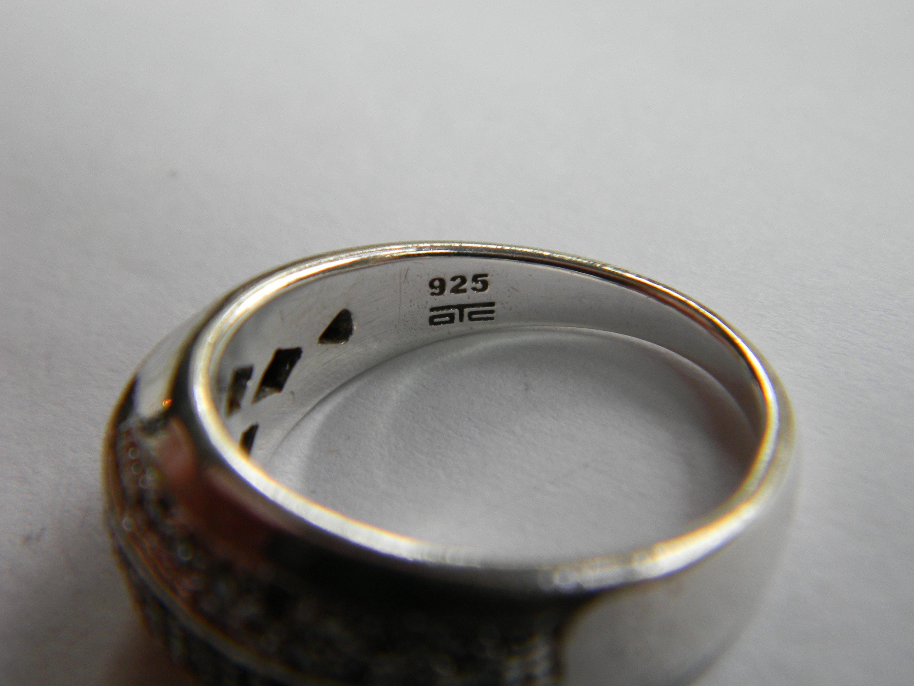 Vintage OTC Genuine Black & White Diamond Sterling Silver 925 Wedding ...