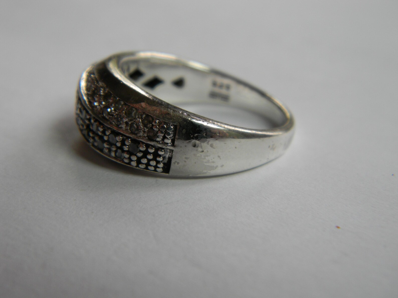 Vintage OTC Genuine Black & White Diamond Sterling Silver 925 Wedding ...