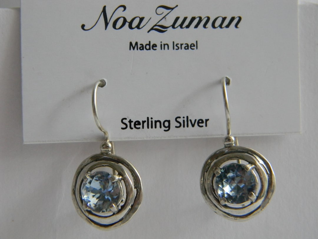 Noa Zuman Made in Israel Sterling Silver 925 Round Blue Cut Crystal ...
