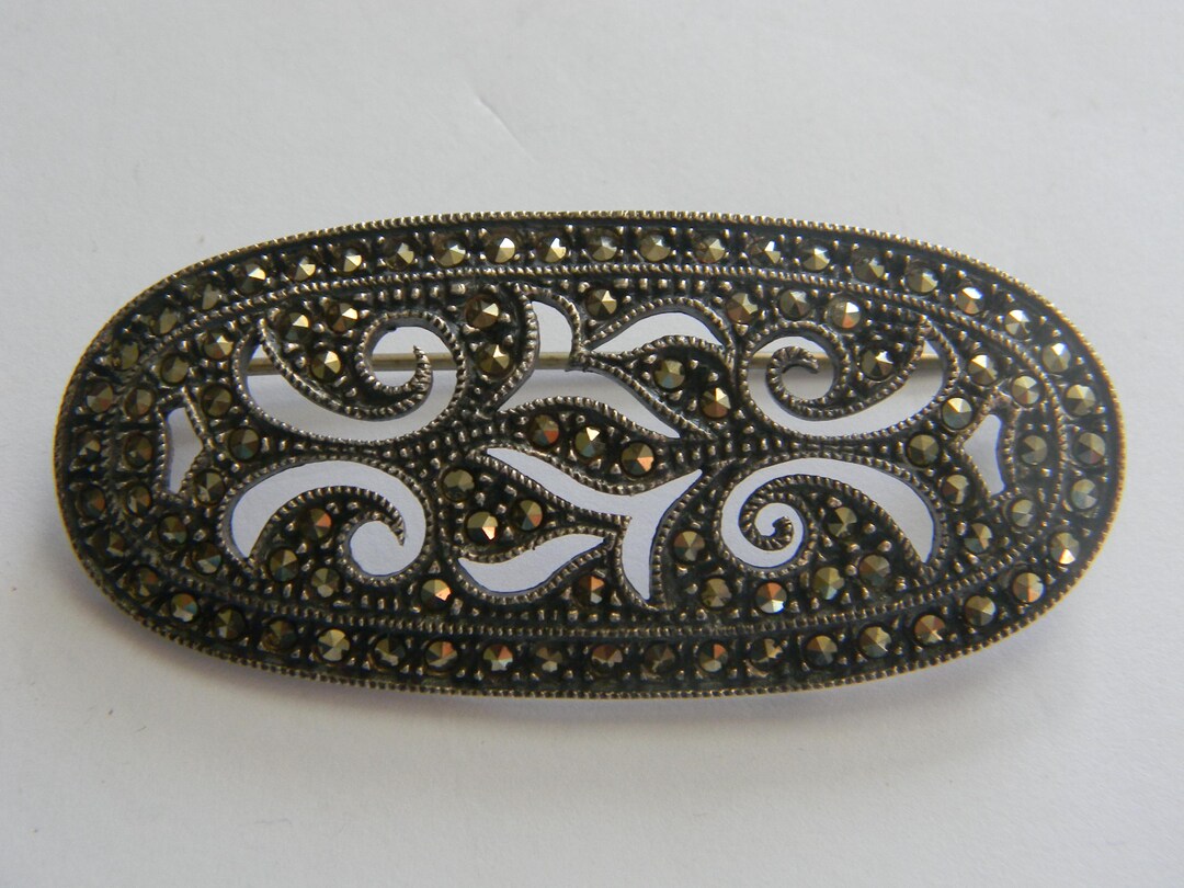 Vintage Judith Jack Marcasite Brooch: Art Deco Sterling Silver Pin - Etsy