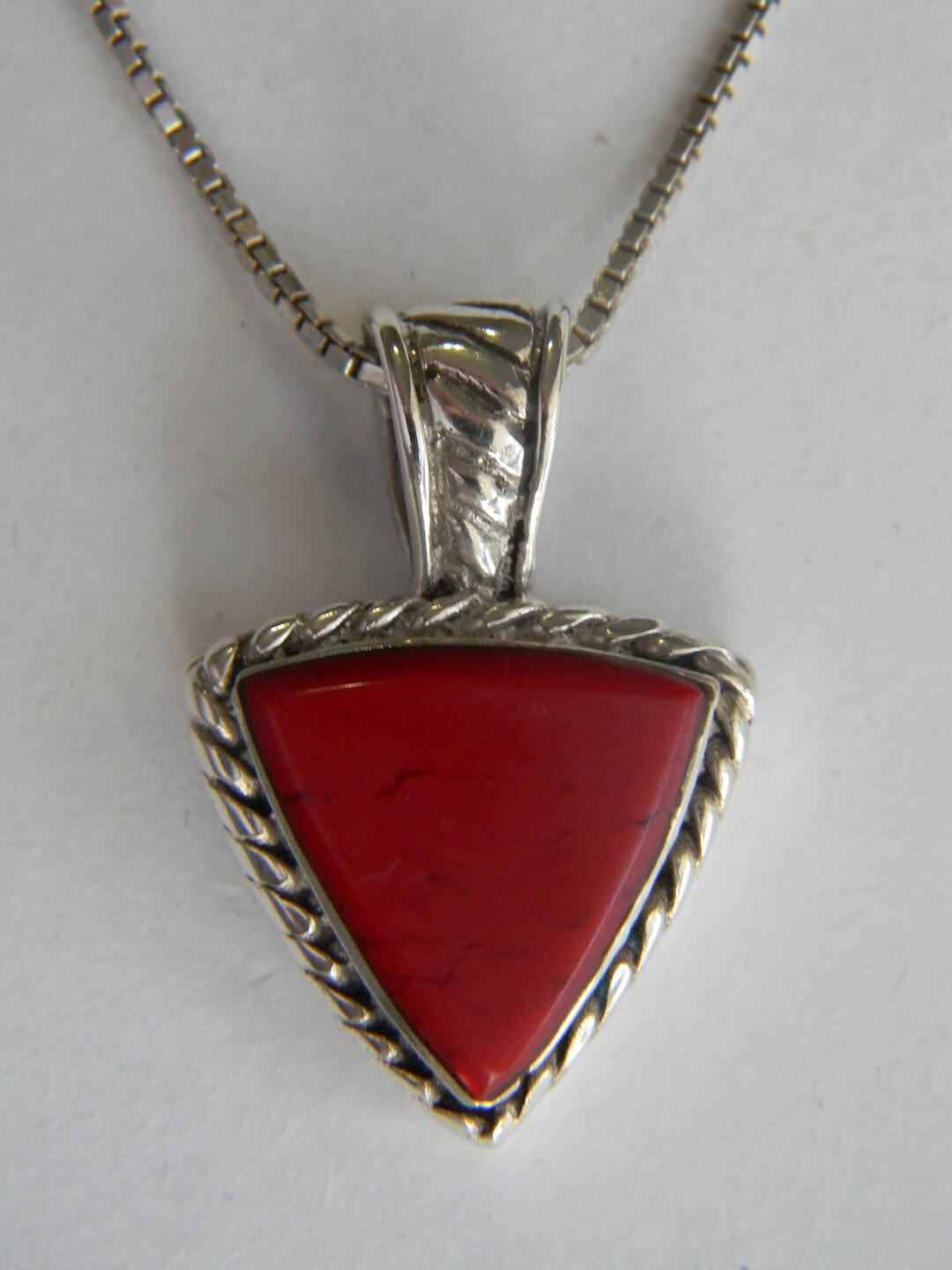 1990s JRI Artist Signed Mexico Triangle Shaped Red Jasper Pendant ...