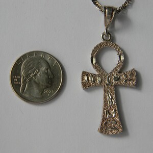 Large 2.5" Sterling Silver 925 Egyptian Ankh Engraved Pendant Necklace ...