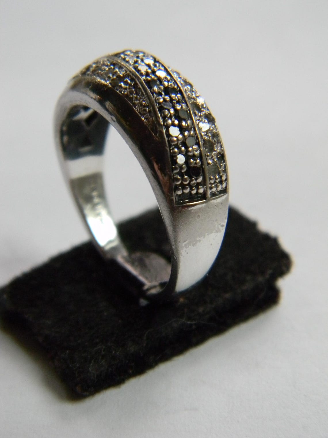 Vintage OTC Genuine Black & White Diamond Sterling Silver 925 Wedding ...