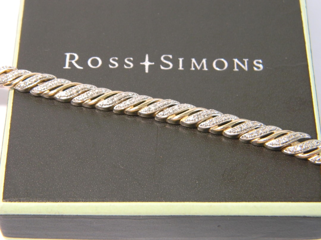 Ross Simons Diamond Accent Fashion Narrow Tennis Bracelet in 18K Gold ...