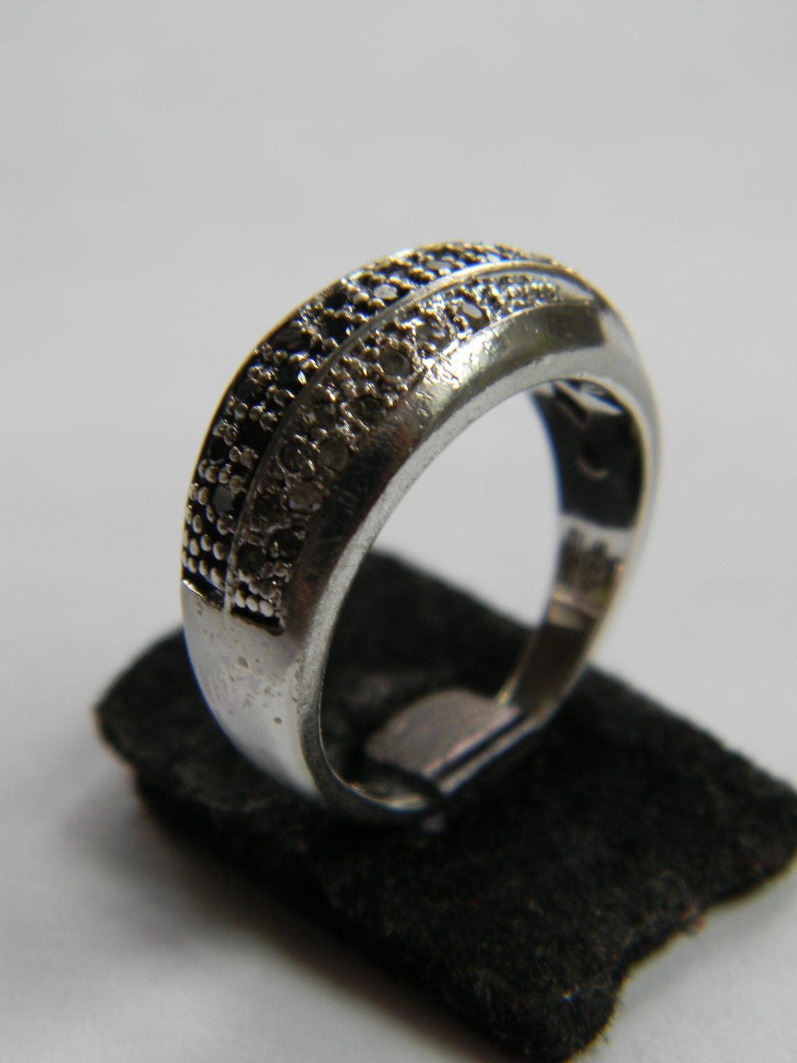 Vintage OTC Genuine Black & White Diamond Sterling Silver 925 Wedding ...