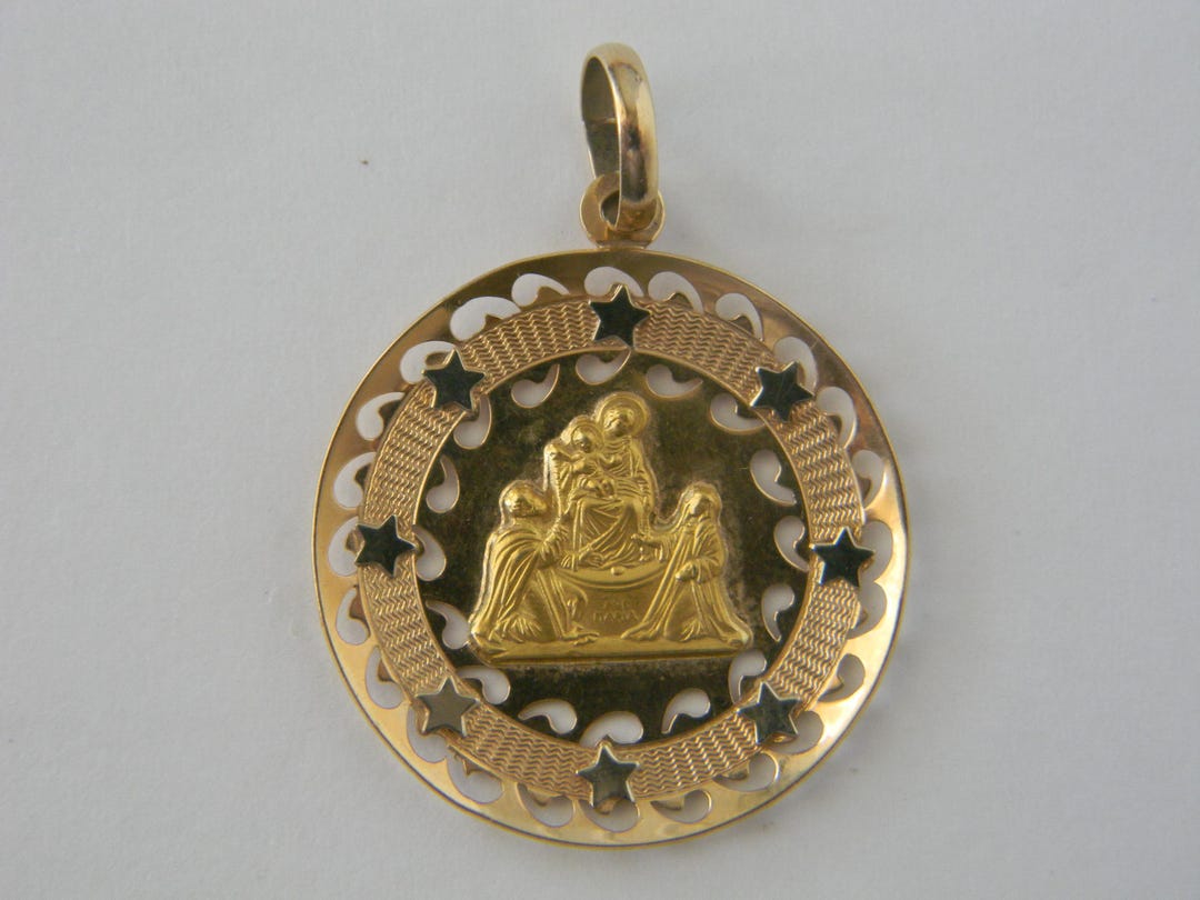 18K Gold Ave Maria Pieta Pendant: Michelangelo Religious Filigree - Etsy