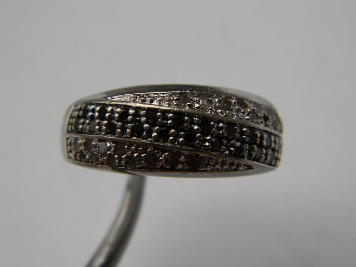 Vintage OTC Genuine Black & White Diamond Sterling Silver 925 Wedding ...