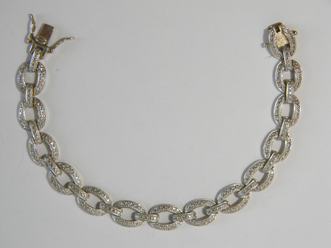 Ross Simons Solid 925 Sterling Silver, Flat "o" Link Tennis Bracelet 7 ...