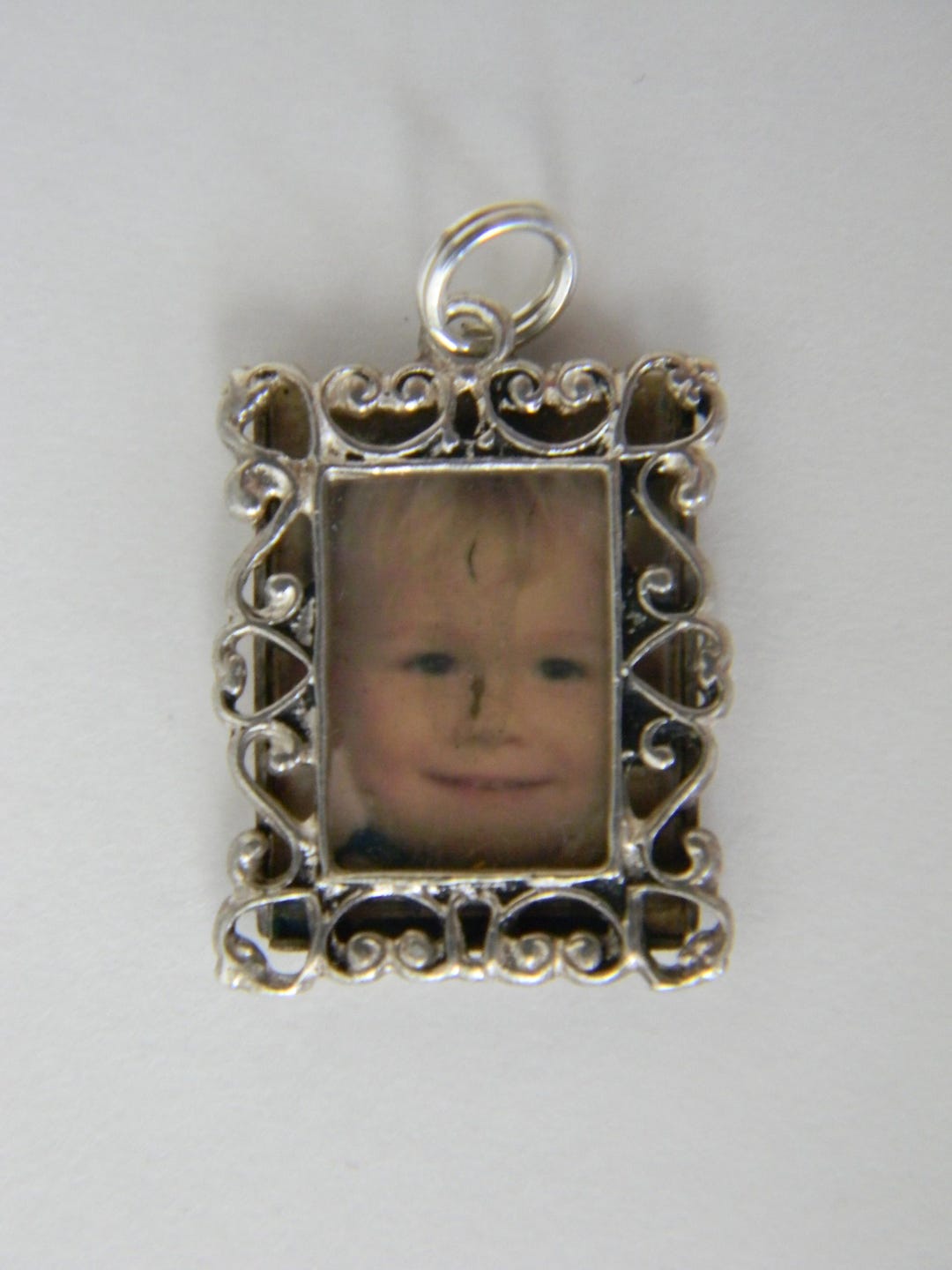 Vintage 1970s Engraved Picture Frame Charm Traditional Sterling Silver ...