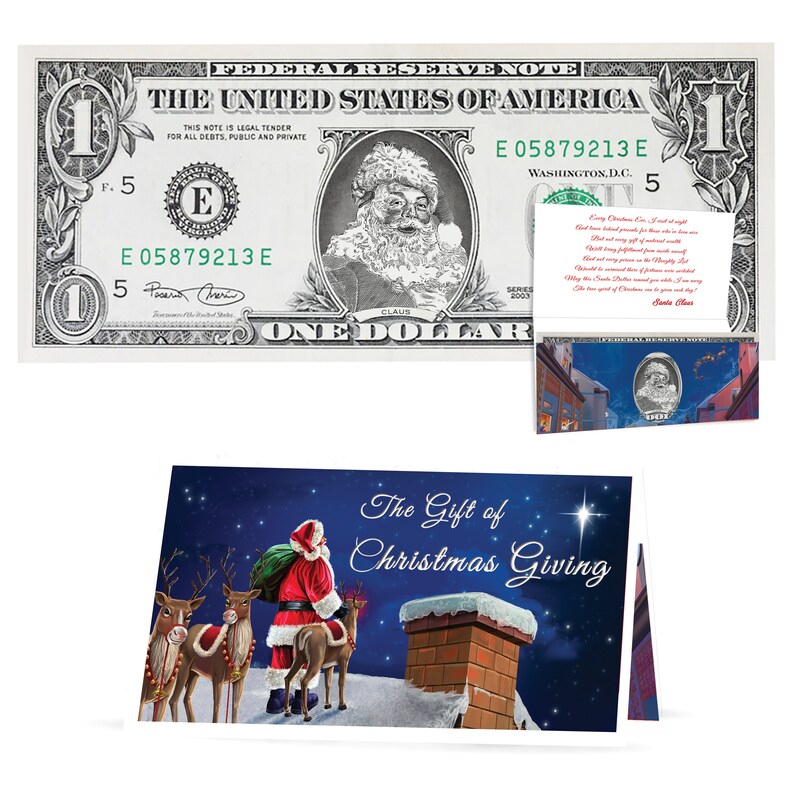 Santa Claus Dollar Bill Perfect Stocking Stuffer Complete Gift ...