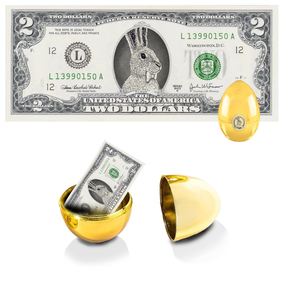 The Official Easter Bunny Dollar Bill With Golden Egg. Real 2.0 USD ...