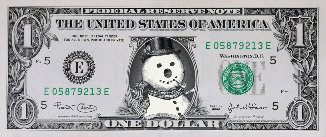 Frosty the Snowman Dollar Bill Stocking Stuffer Complete Gift | Etsy