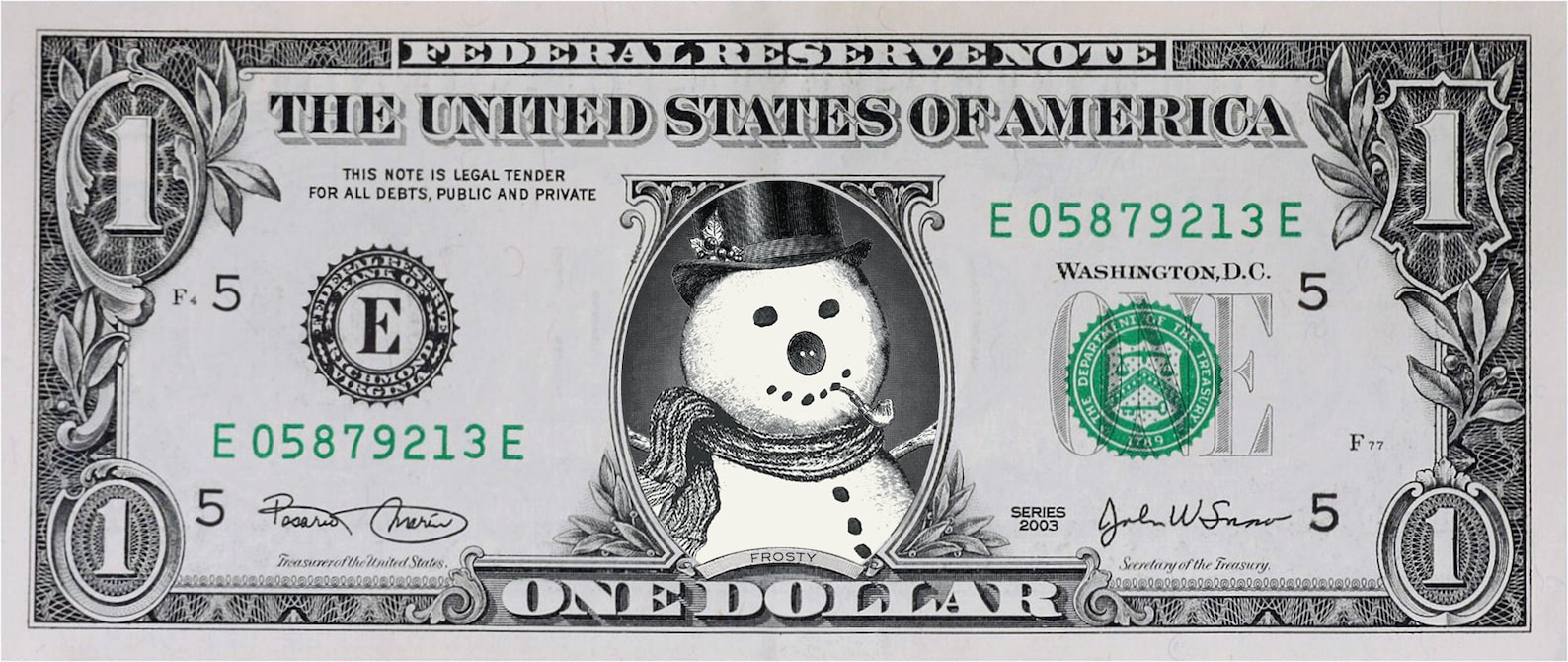Frosty the Snowman Dollar Bill Stocking Stuffer Complete Gift | Etsy