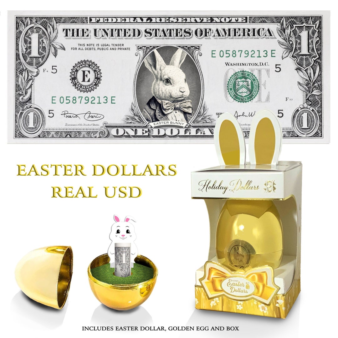 The Official Easter Bunny Dollar Bill With Golden Egg and Gift Box ...