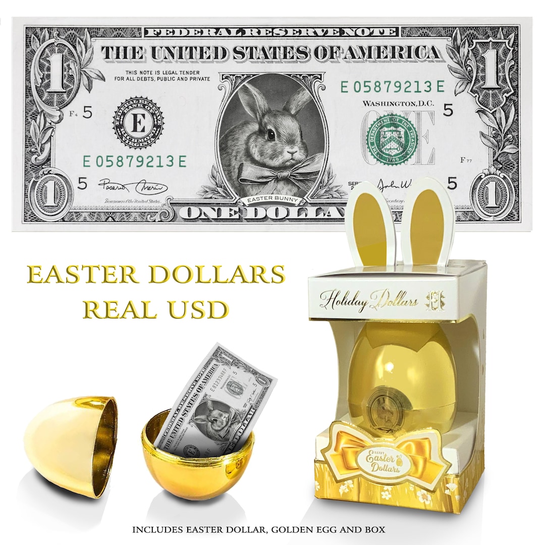 The Official Easter Bunny Dollar Bill With Golden Egg and Gift Box ...
