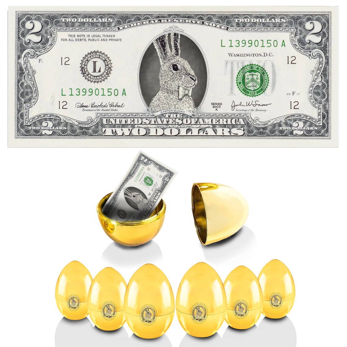 The Official Easter Bunny Dollar Bill With Golden Eggs Value 6 - Etsy