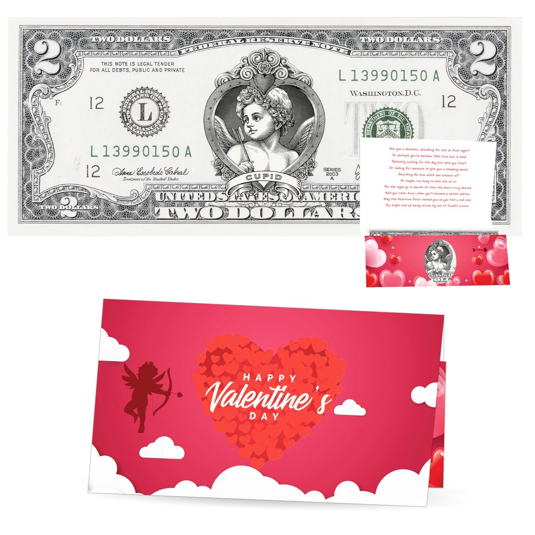 Happy Valentine's Day Card and Official Cupid Dollar Bill Gift. Real 2. ...