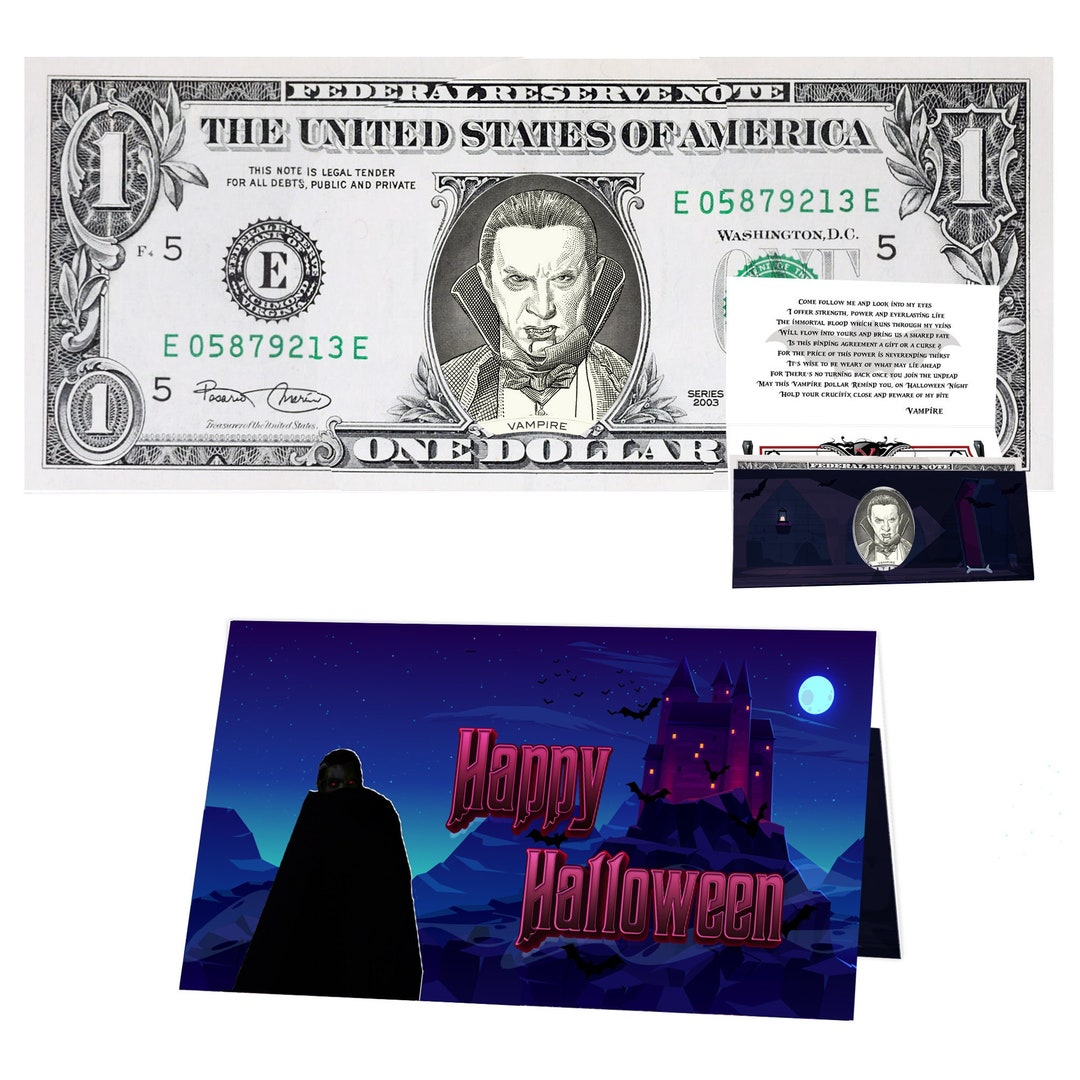 The Official Vampire Halloween Dollar Bill. Real 1.0 USD. Bankable ...