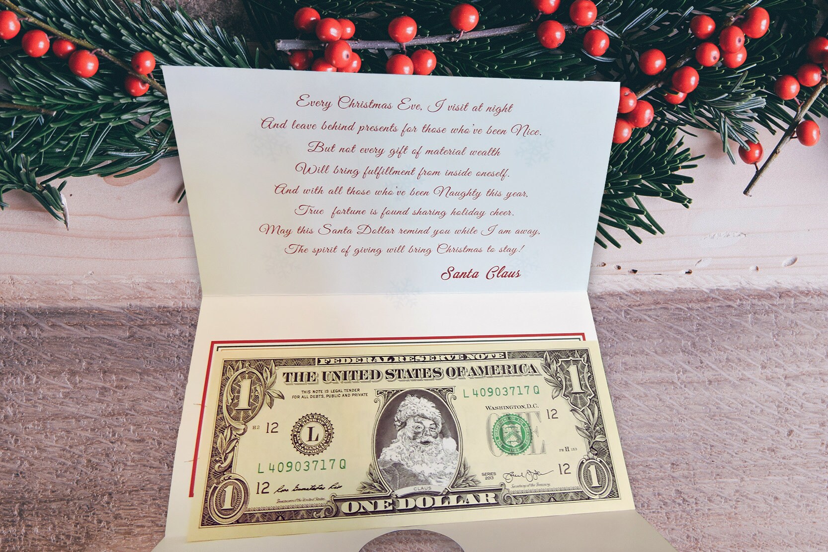 Santa Claus Dollar Bill Perfect Stocking Stuffer Complete Gift - Etsy