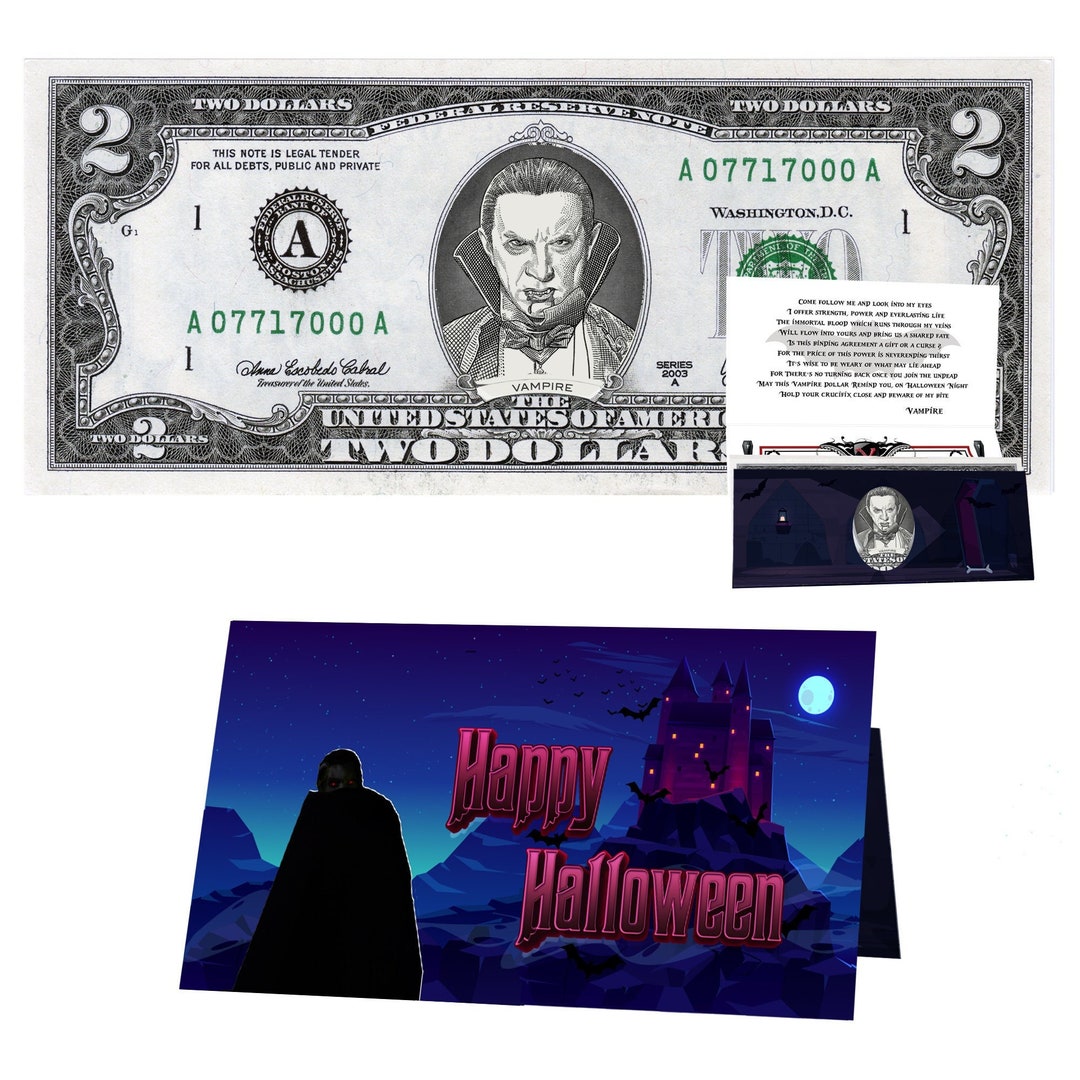 The Official Vampire Halloween Dollar Bill. Real 2.0 USD. Bankable ...