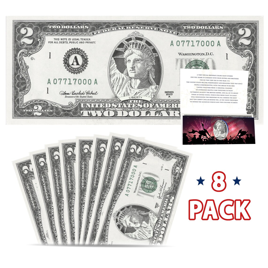 Statue of Liberty 4th of July Dollar Bill. 8-pack. Genuine 2.0 - Etsy