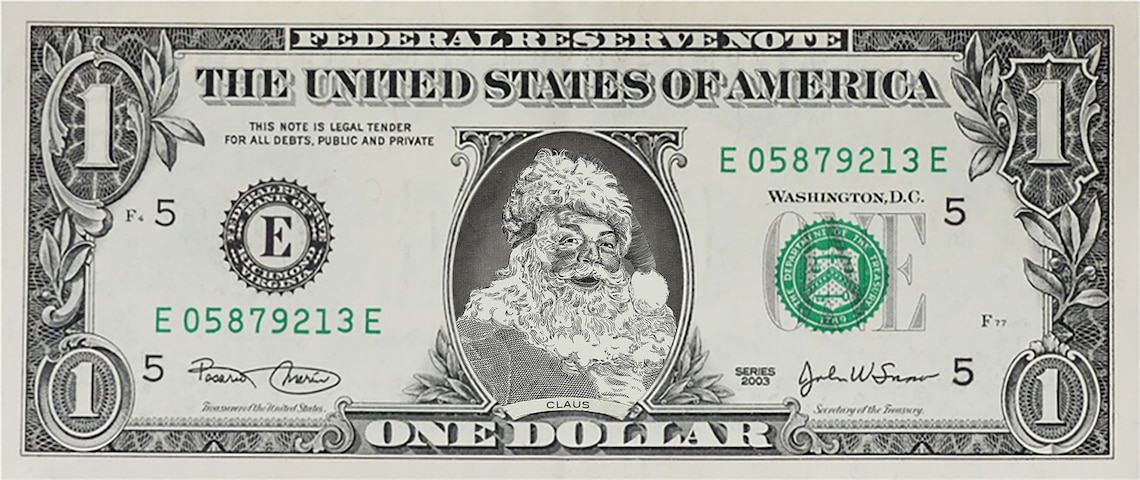 Santa Claus Dollar Bill Perfect Stocking Stuffer Complete Gift | Etsy