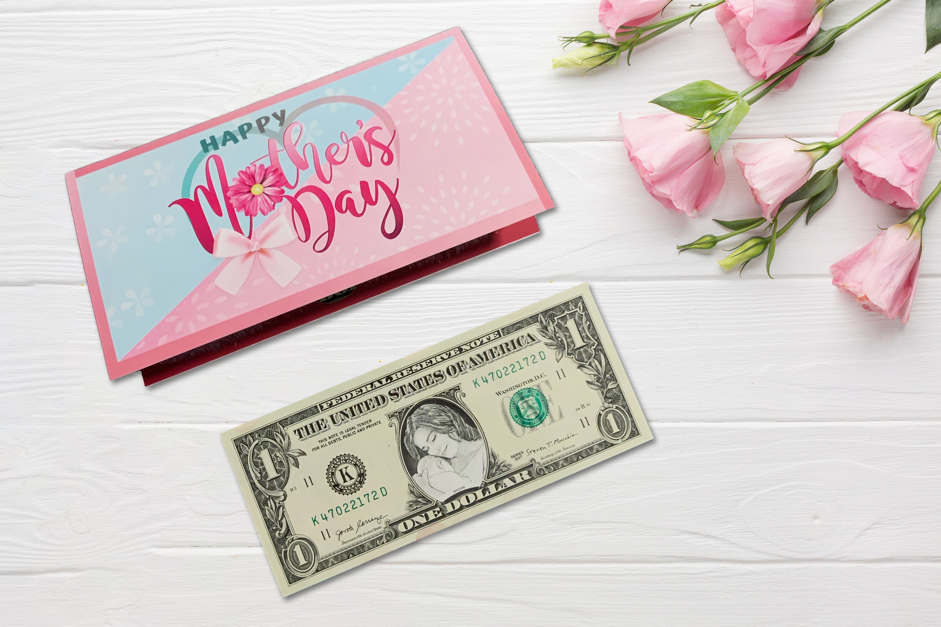 Mother's Day Card Gift & Dollar Bill 4-pack. Real 1.0 USD. | Etsy