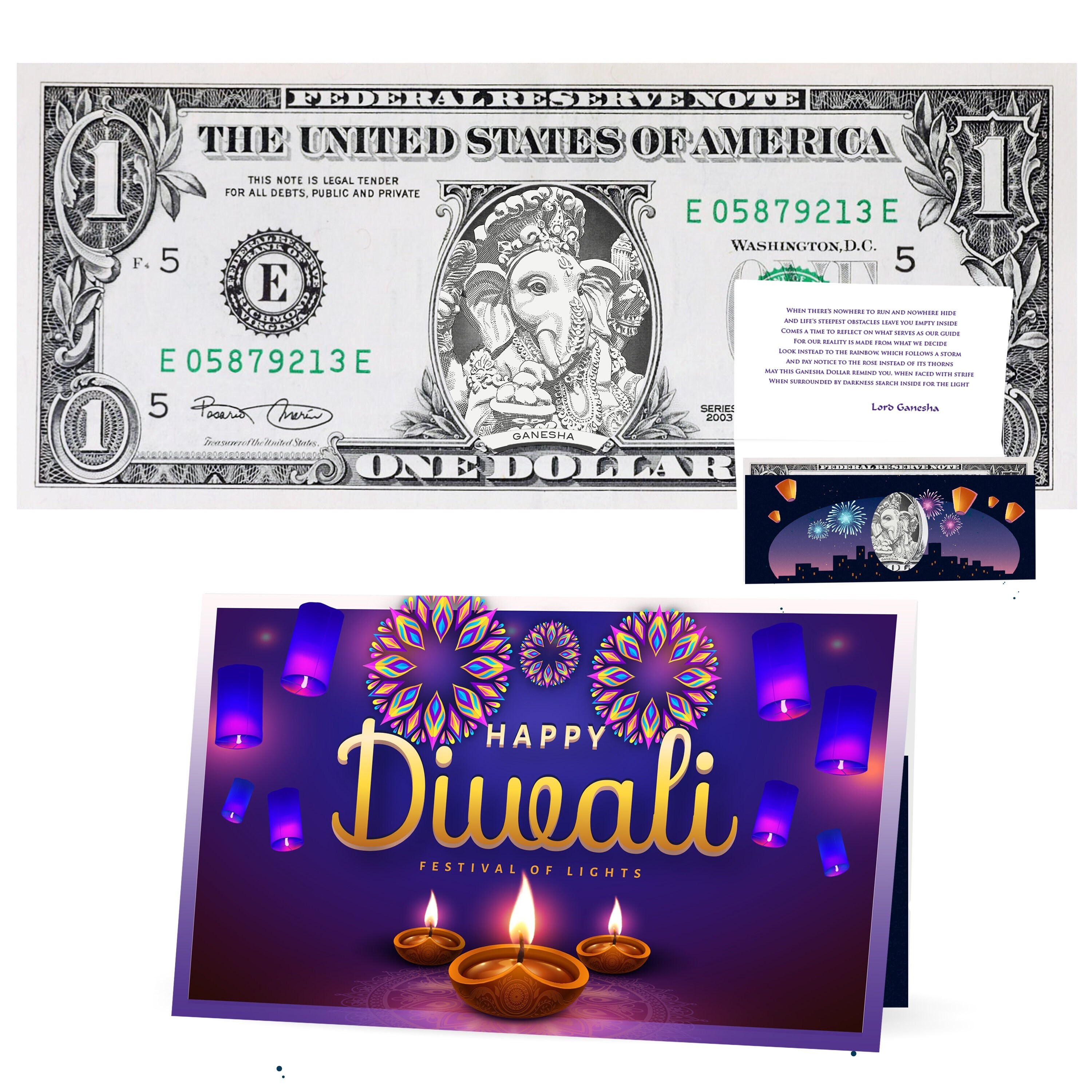 Official Diwali Lord Ganesha Dollar: Real 1.0 USD. Bankable & - Etsy